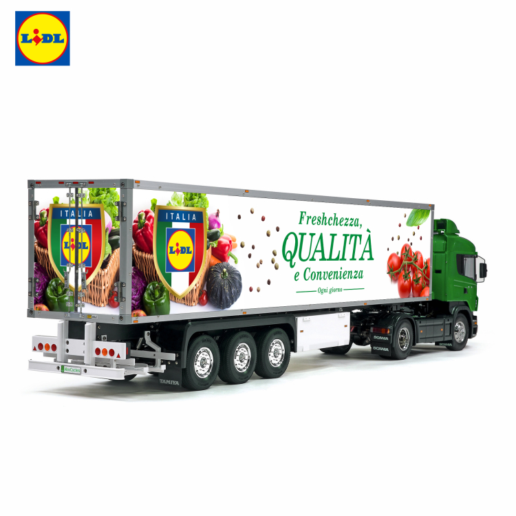 Tamiya 56319 56302 LIDL Italy Market Trailer Reefer Semi Box Huge Side ...