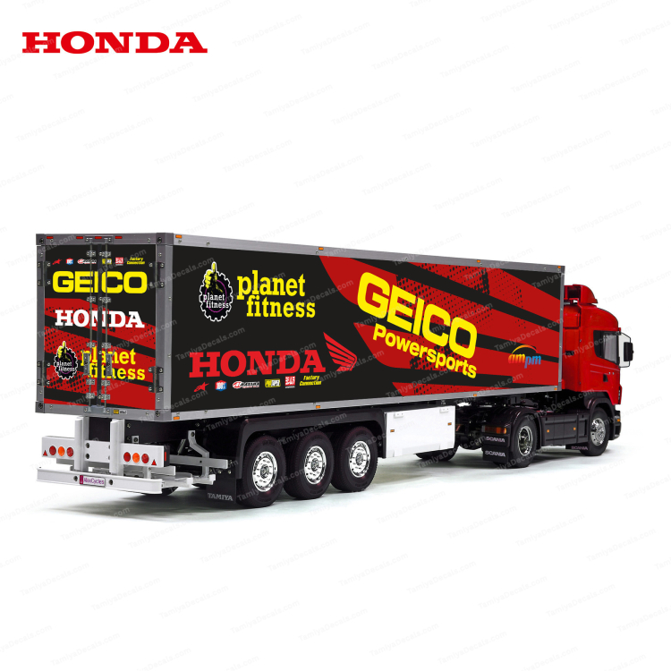 Tamiya 56319 56302 HONDA Geico Powersports Racing Team Trailer Reefer ...