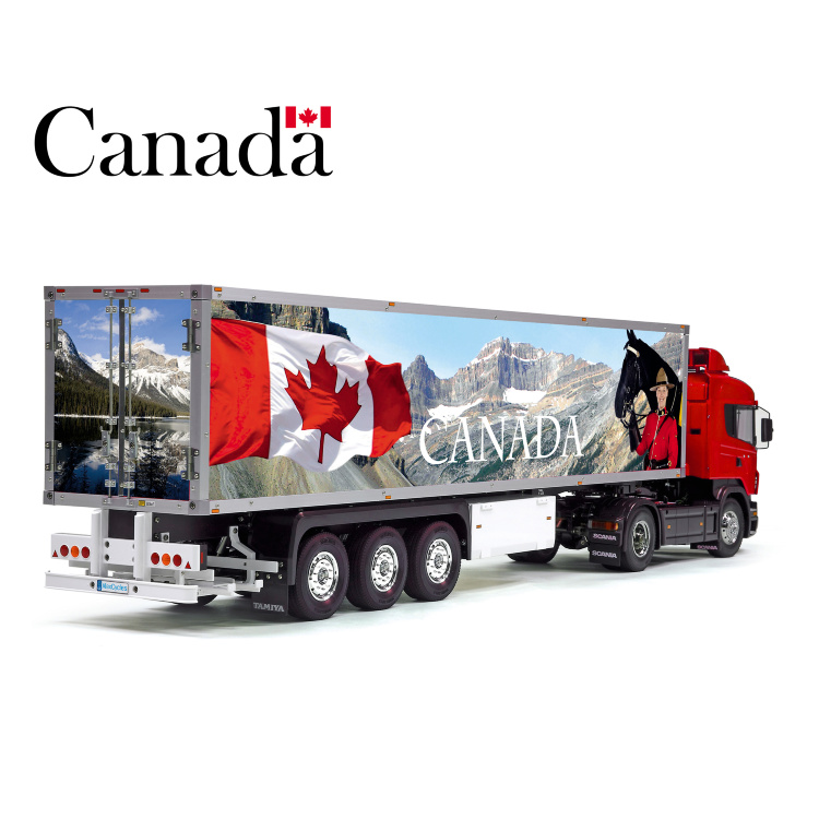 Patriotic CANADA Flag Tamiya 56319 56302 Reefer Semi Box Trailer Side ...