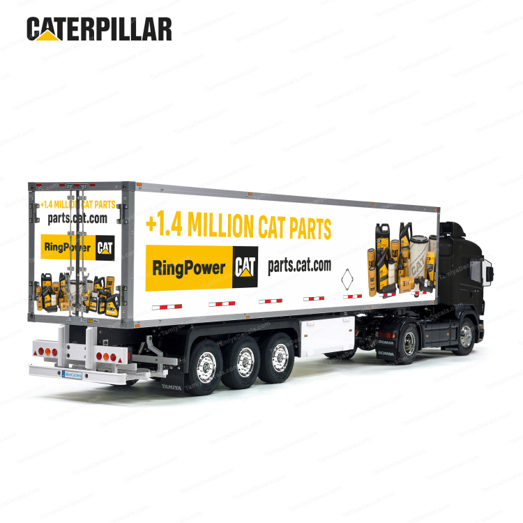 Tamiya 56319 56302 CAT Black Caterpillar Tractors Trailer Reefer Semi ...