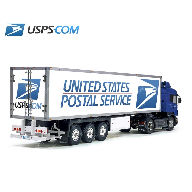 Tamiya 56319 56302 USPS USA Eagle National Post Trailer Reefer Semi Box ...