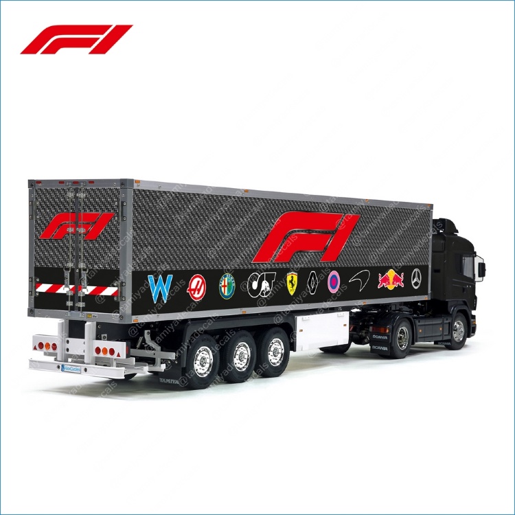Tamiya 56319 56302 Formula 1 F1 Team Technical Trailer Reefer Semi Box ...