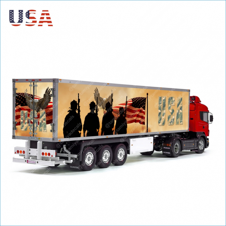 Tamiya 56319 56302 USA Patriotic Army NATO Eagle Trailer Reefer Semi ...